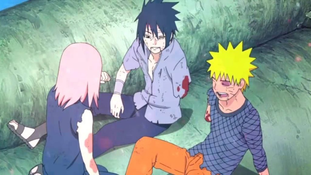 Qual é o episódio em que o Naruto e o Sasuke perdem o braço?
